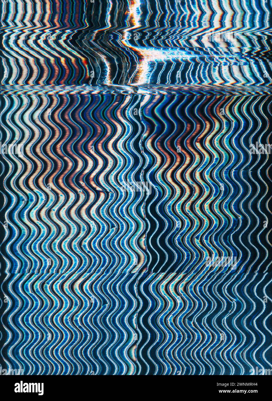 Glitch art distortion texture blue orange waves Stock Photo - Alamy