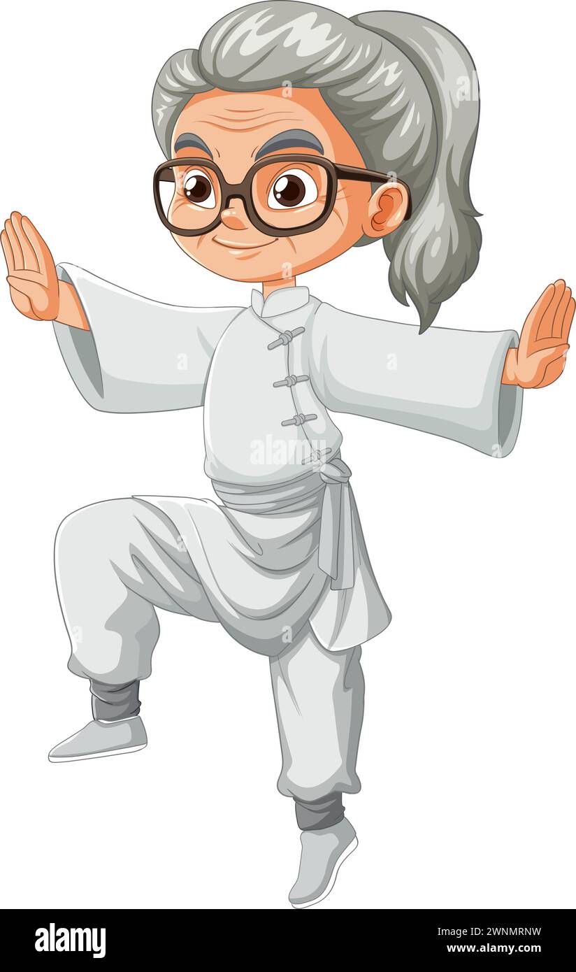 Animated elderly woman in tai chi pose Stock Vector Image & Art - Alamy