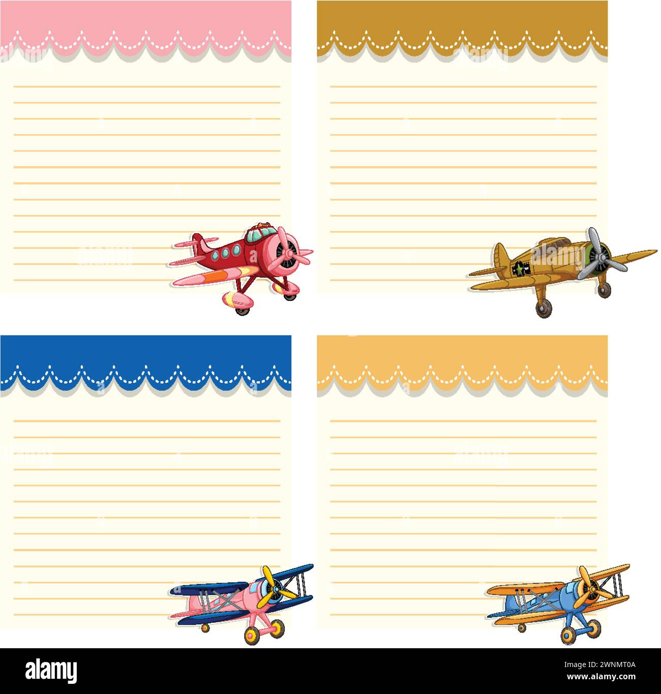 Illustration of classic airplanes on notebook backgrounds Stock Vector ...