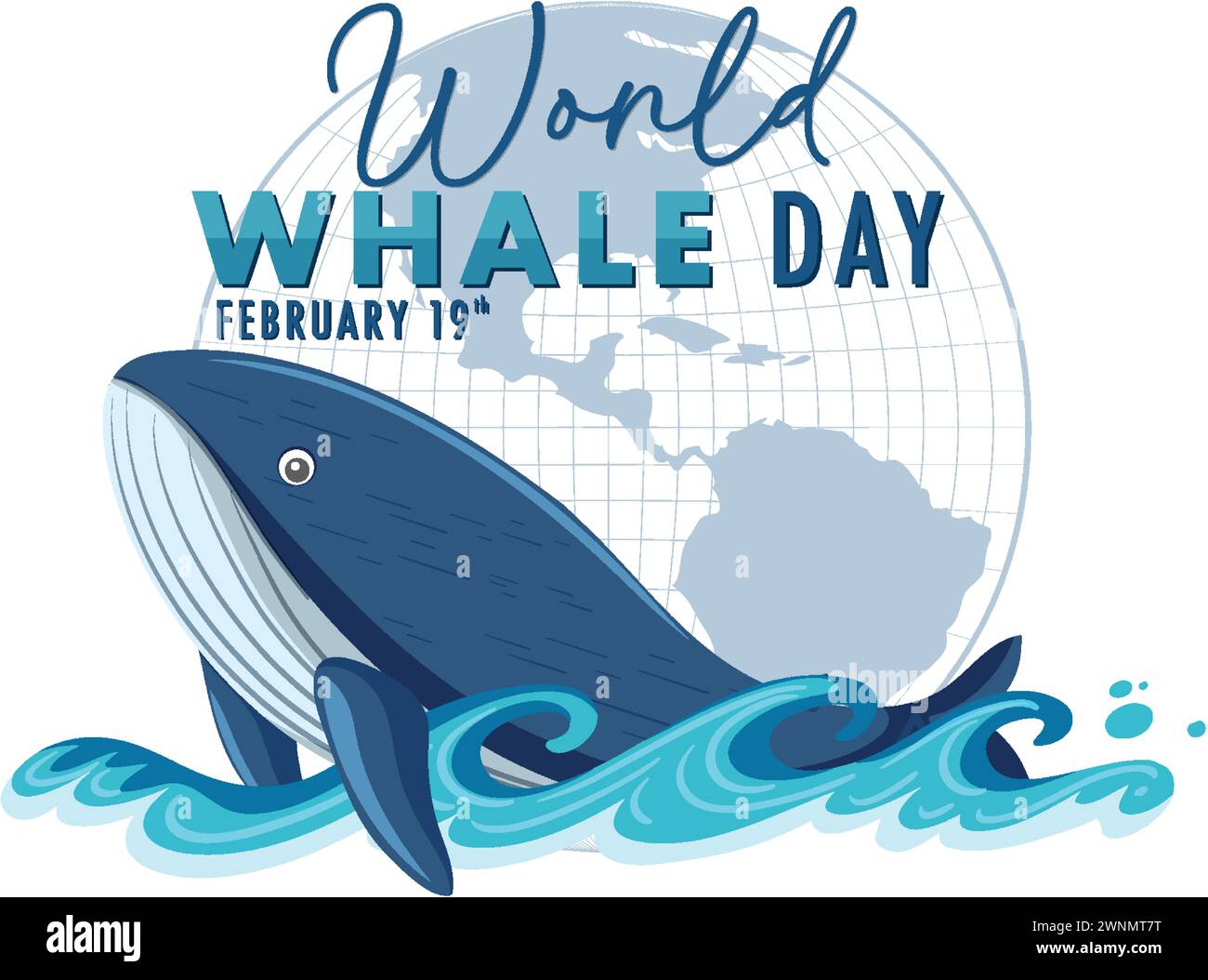 Whale with globe, marking World Whale Day event Stock Vector Image ...
