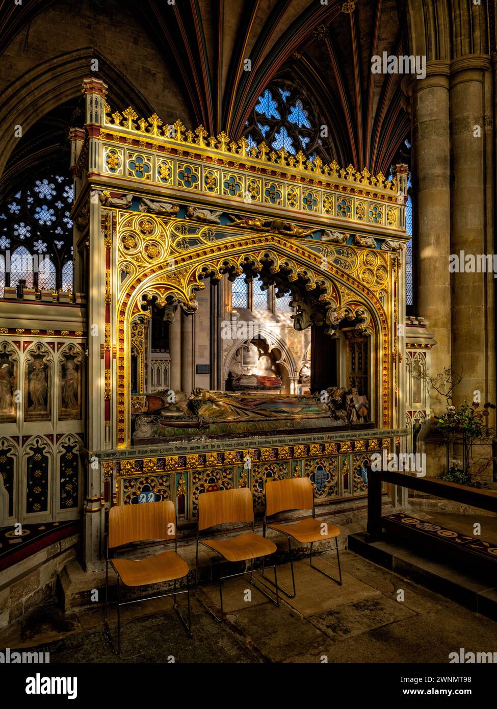 13th Century monument and tomb with an effigy of Bishop Walter ...