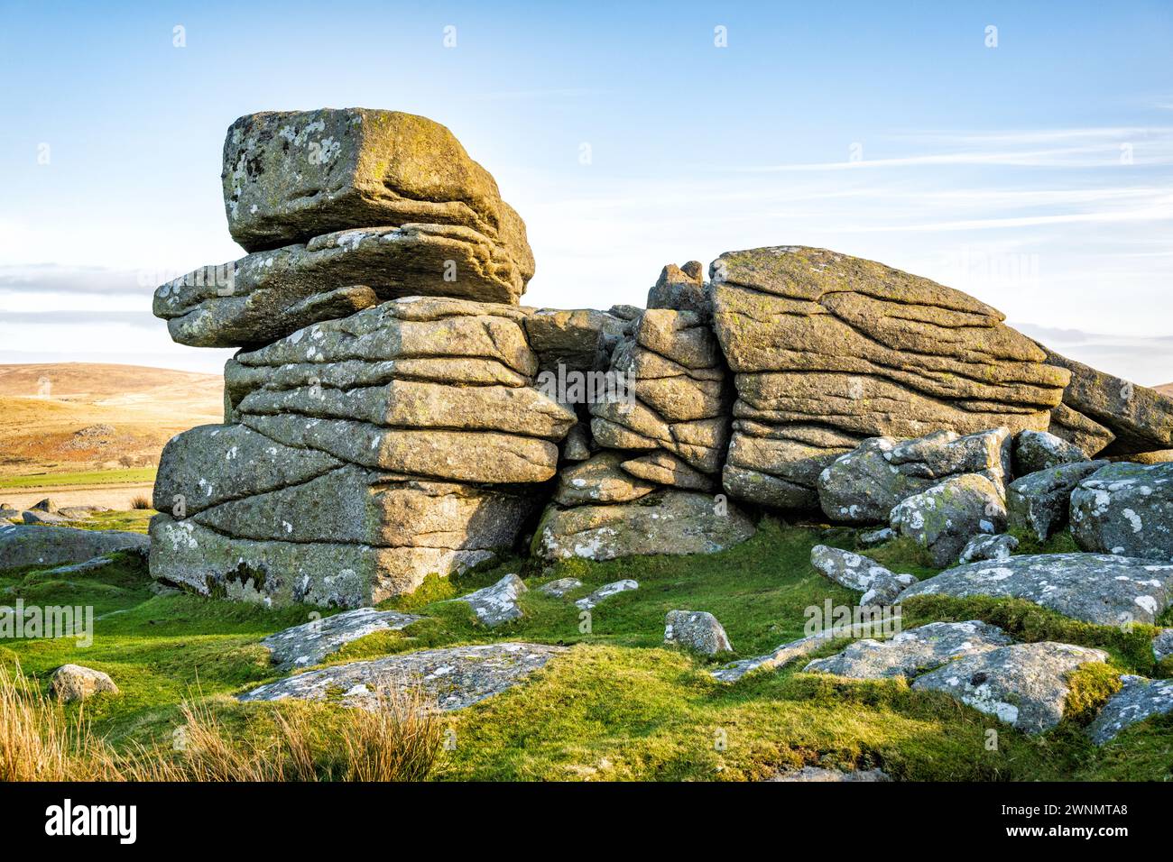 Natural outcrop or 'stack' of granite rock on Row Tor, in the northern ...
