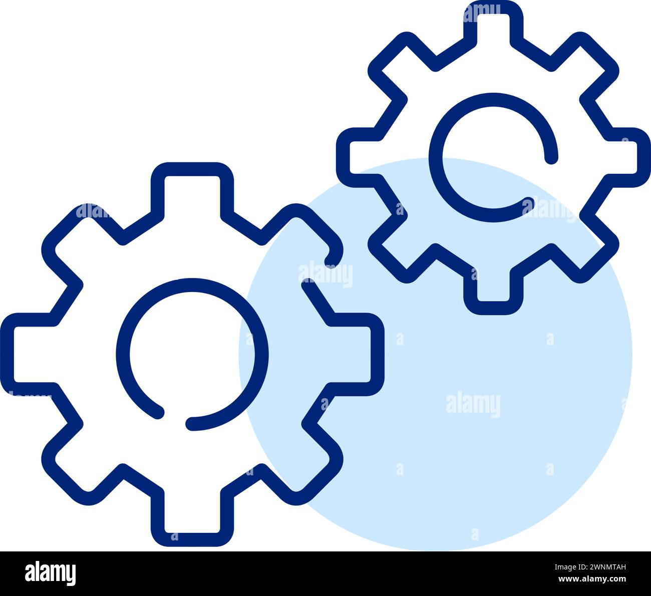 Cogwheel icon representing precision engineering. Synchronized cohesive mechanism operation ...