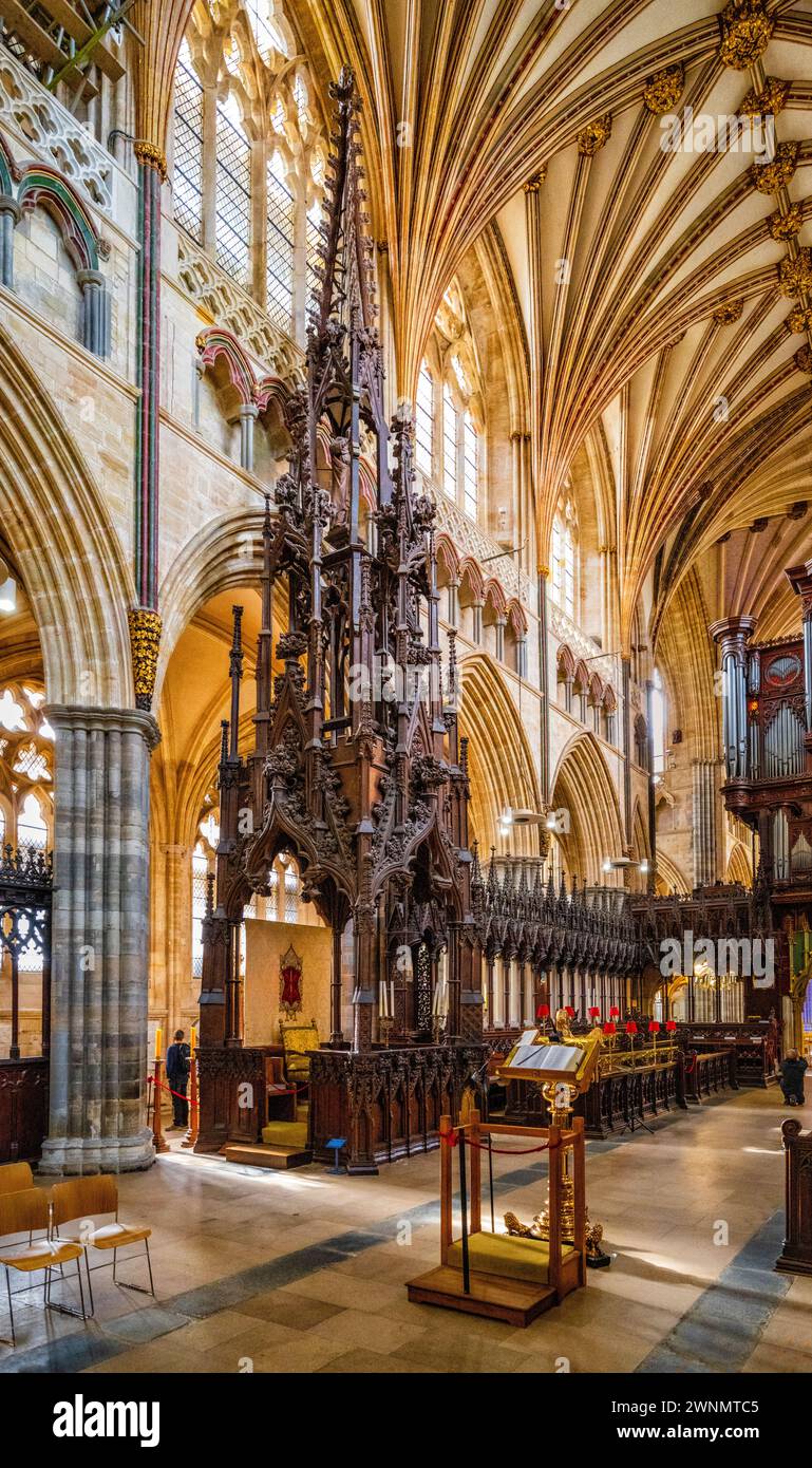 14th Century bishop's throne, constructed of Devon oak between 1312 and ...