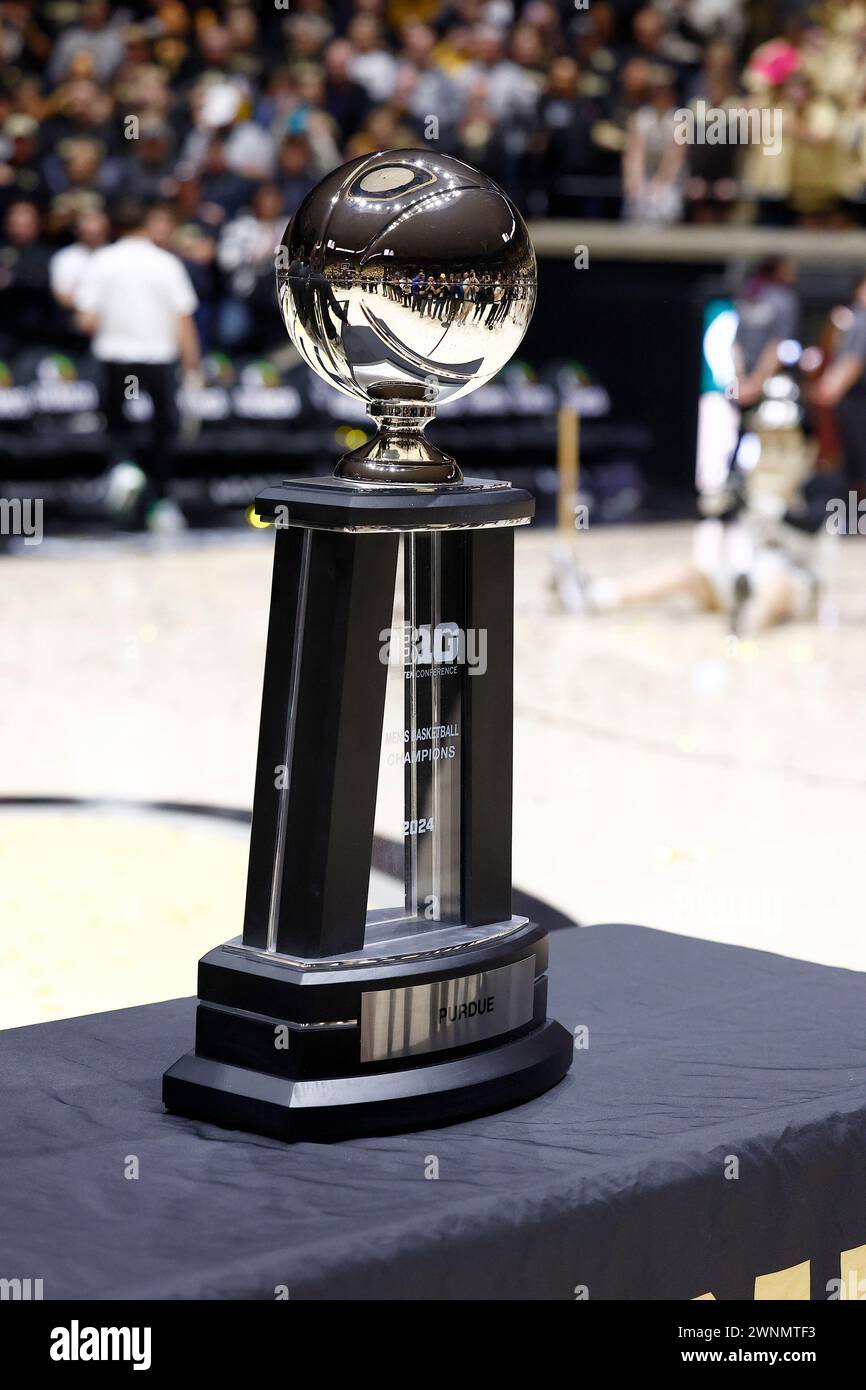 WEST LAFAYETTE, IN - MARCH 02: The 2024 Big TEN Championship Trophy on ...