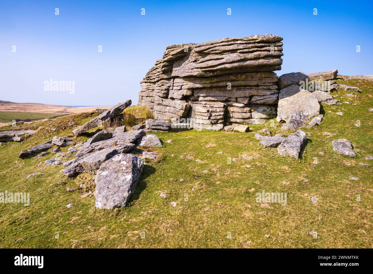 Part of Higher Tor granite outcropping, Dartmoor National Park, Devon ...