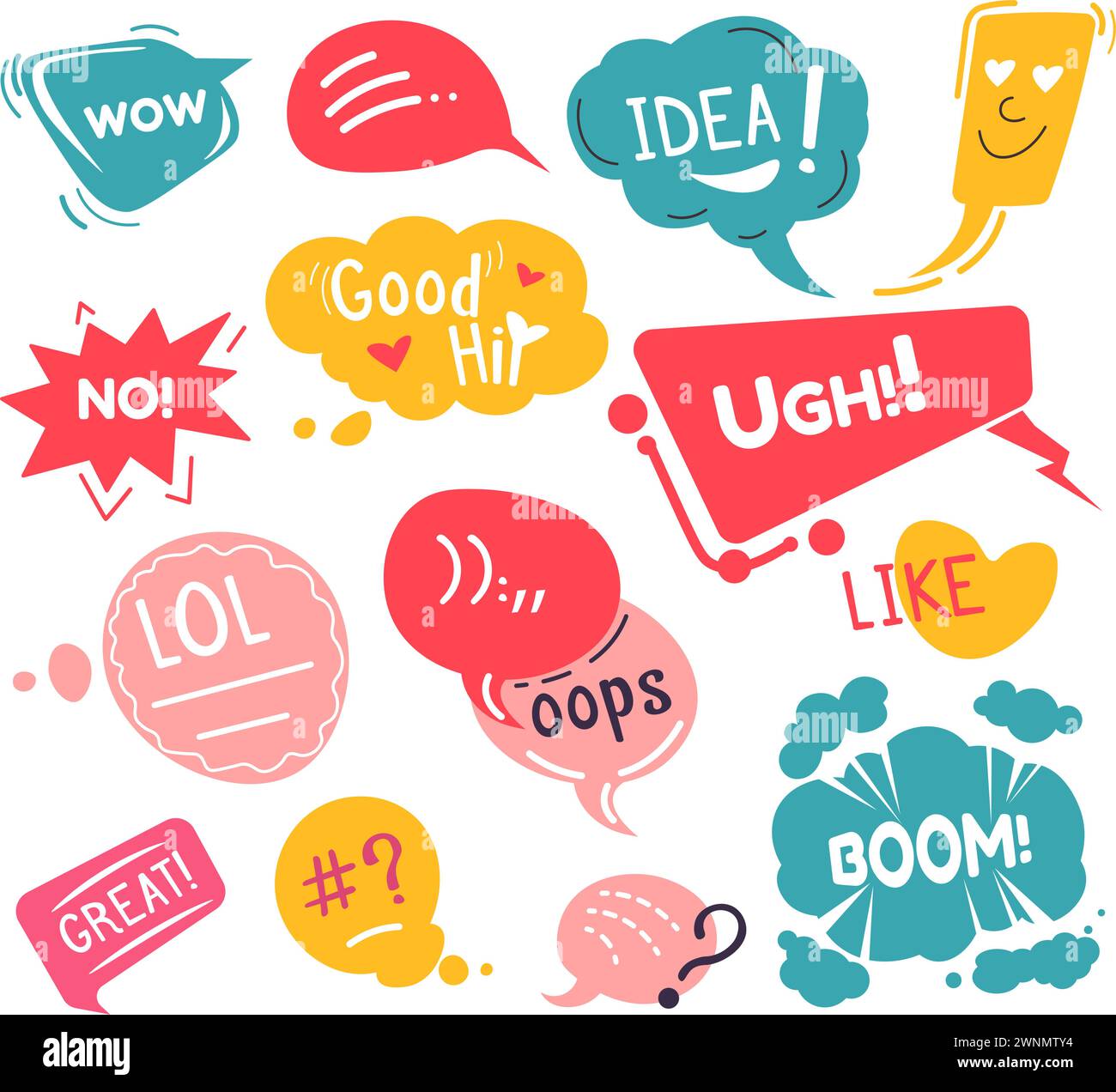 Stickers in social media, expression of emotions Stock Vector Image ...