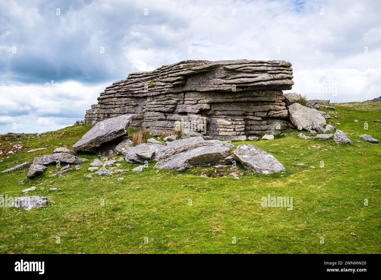 Granite outcrop near Higher Tor, Belstone Ridge, Dartmoor National Park ...
