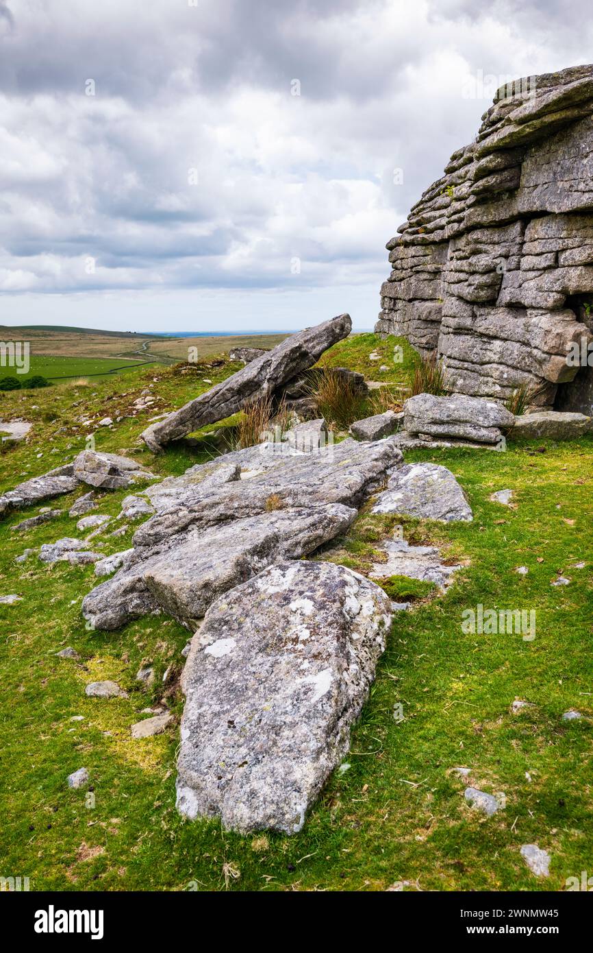 Granite outcrop at Higher Tor, Belstone Ridge, Dartmoor National Park ...