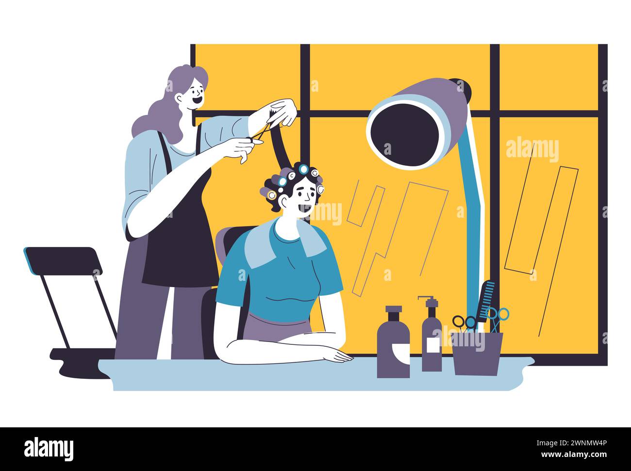 Woman having hairdo in hairdressers beauty salon Stock Vector Image & Art - Alamy