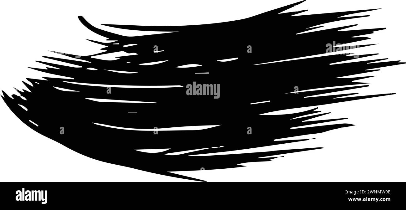 Brush stroke line element, grunge charcoal hand drawn hatches scribble ...
