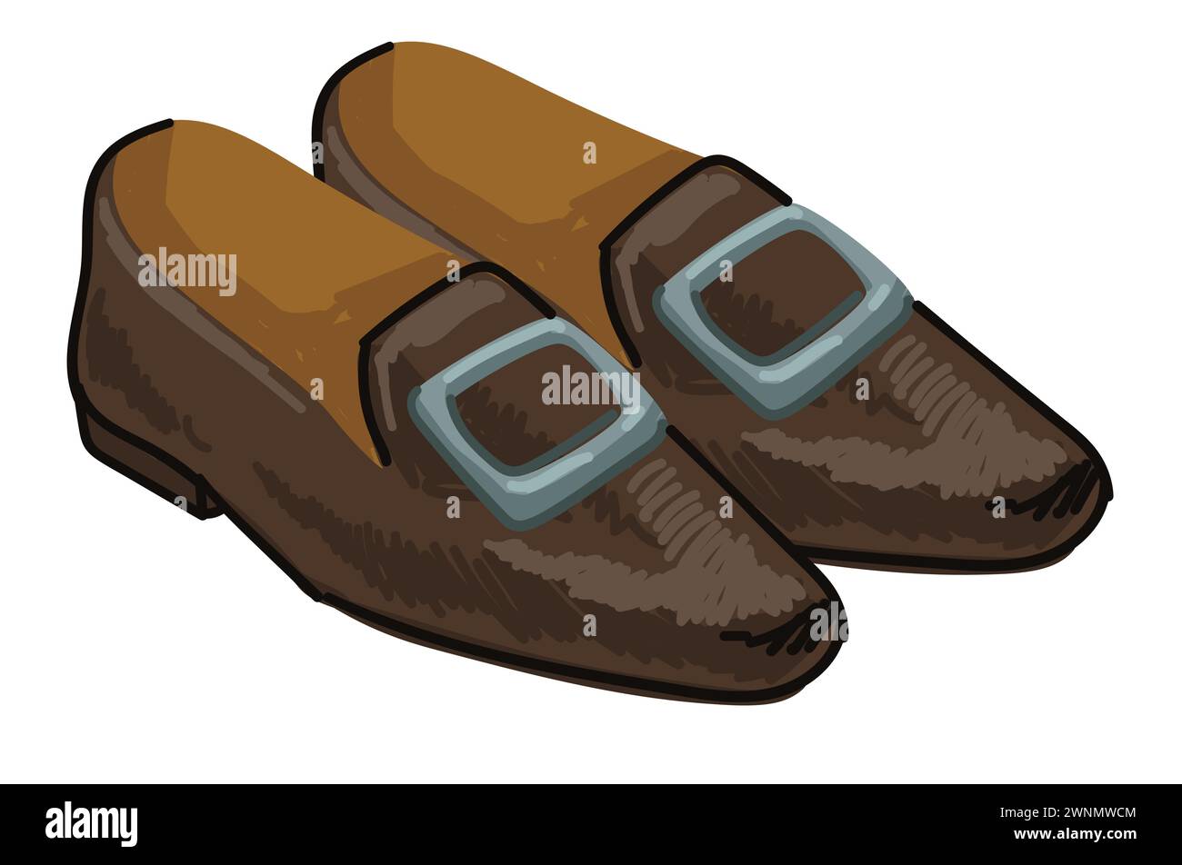 Old shoes on flat platform, vintage clothes vector Stock Vector Image ...