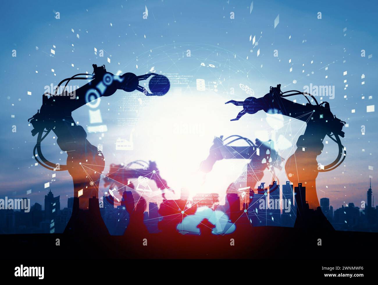 XAI Mechanized industry of future factory double exposure image ...