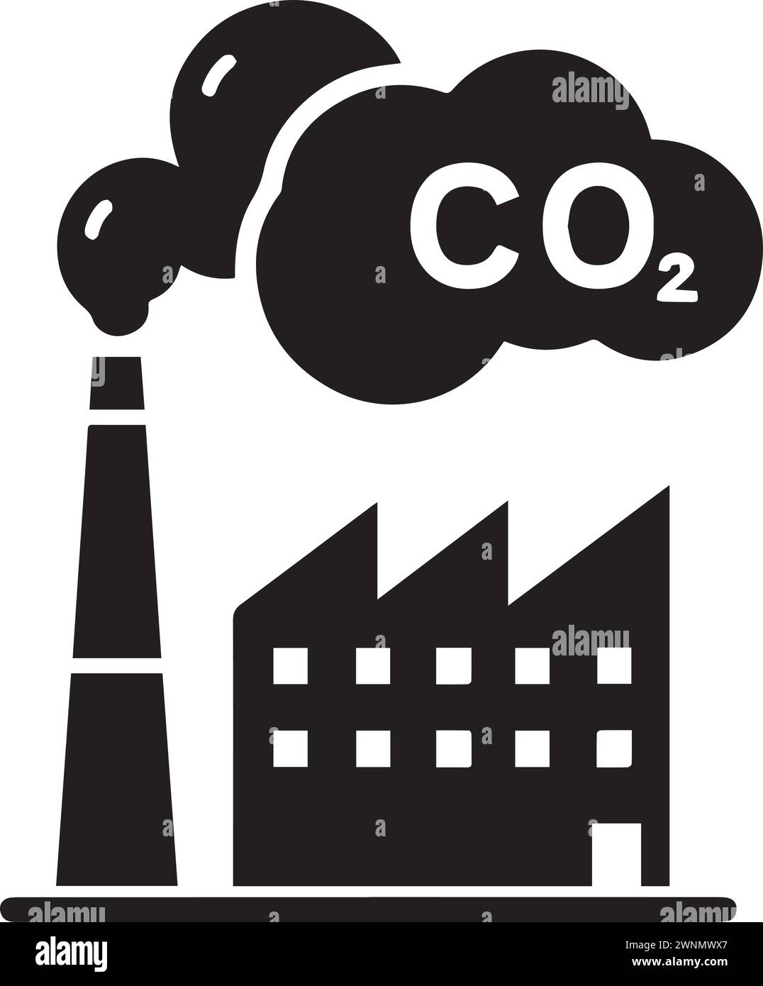 Vector icon illustration of factories emitting CO2 Stock Vector Image ...