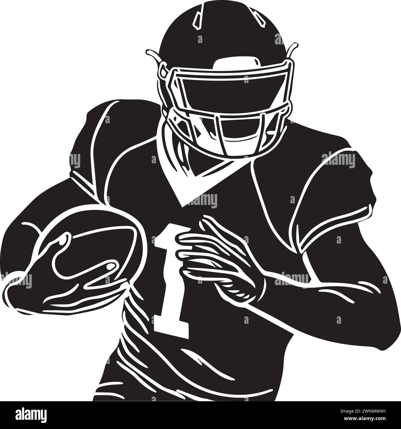 Vector illustration of an American football player Stock Vector Image ...