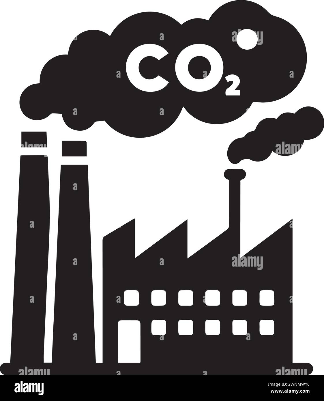 Vector icon illustration of factories emitting CO2 Stock Vector Image ...