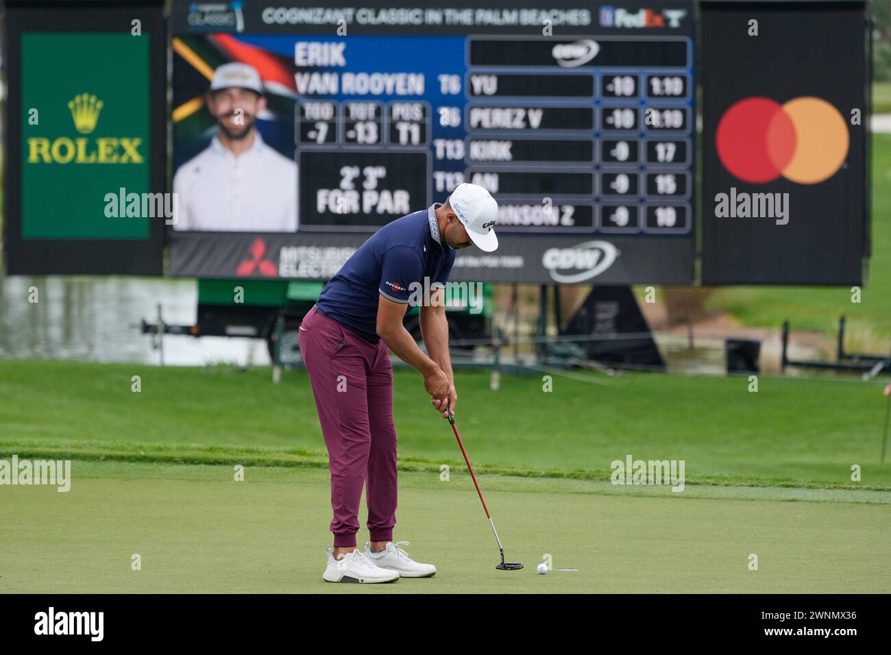 Erik van Rooyen of South Africa putts for par on the ninth green during the final round of the ...
