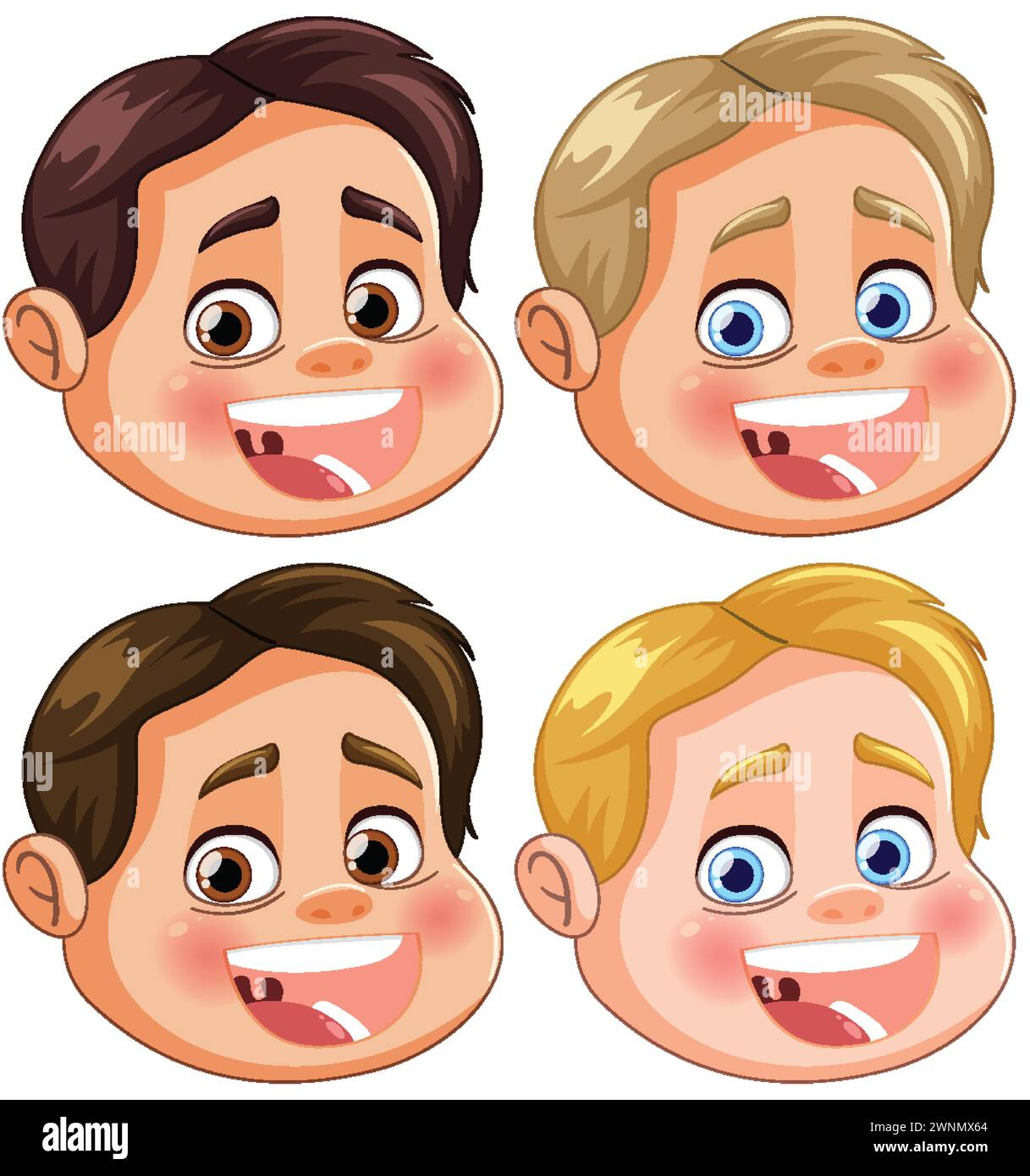 Four cartoon faces showing happiness and astonishment Stock Vector ...