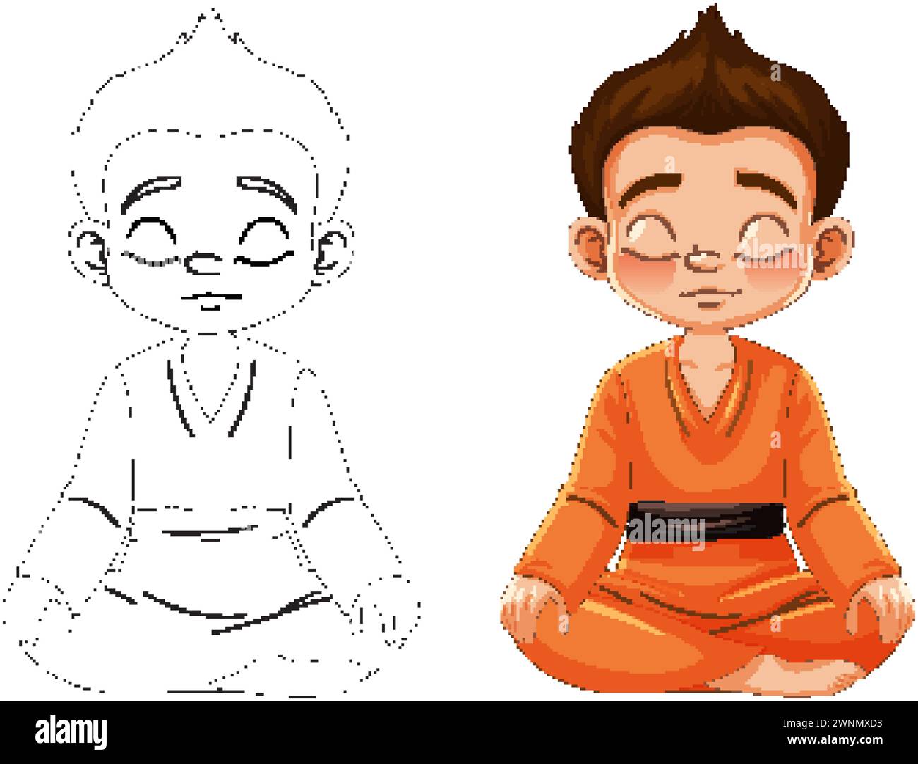 Vector illustration of a child meditating peacefully Stock Vector Image ...