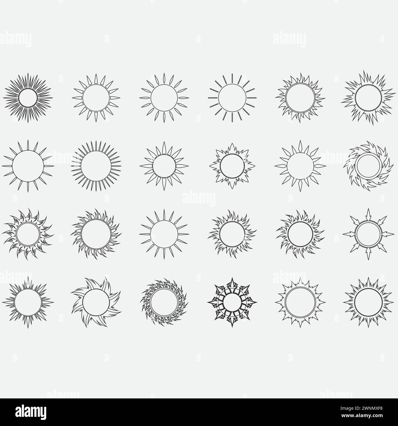 vector image illustration of a collection of sun logos Stock Vector ...