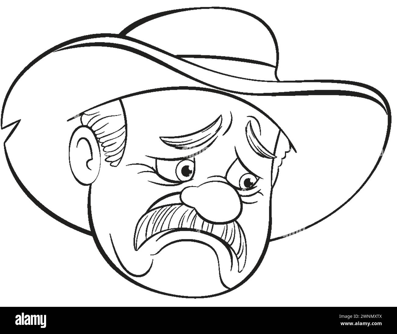Black and white drawing of a sad cowboy Stock Vector Image & Art - Alamy