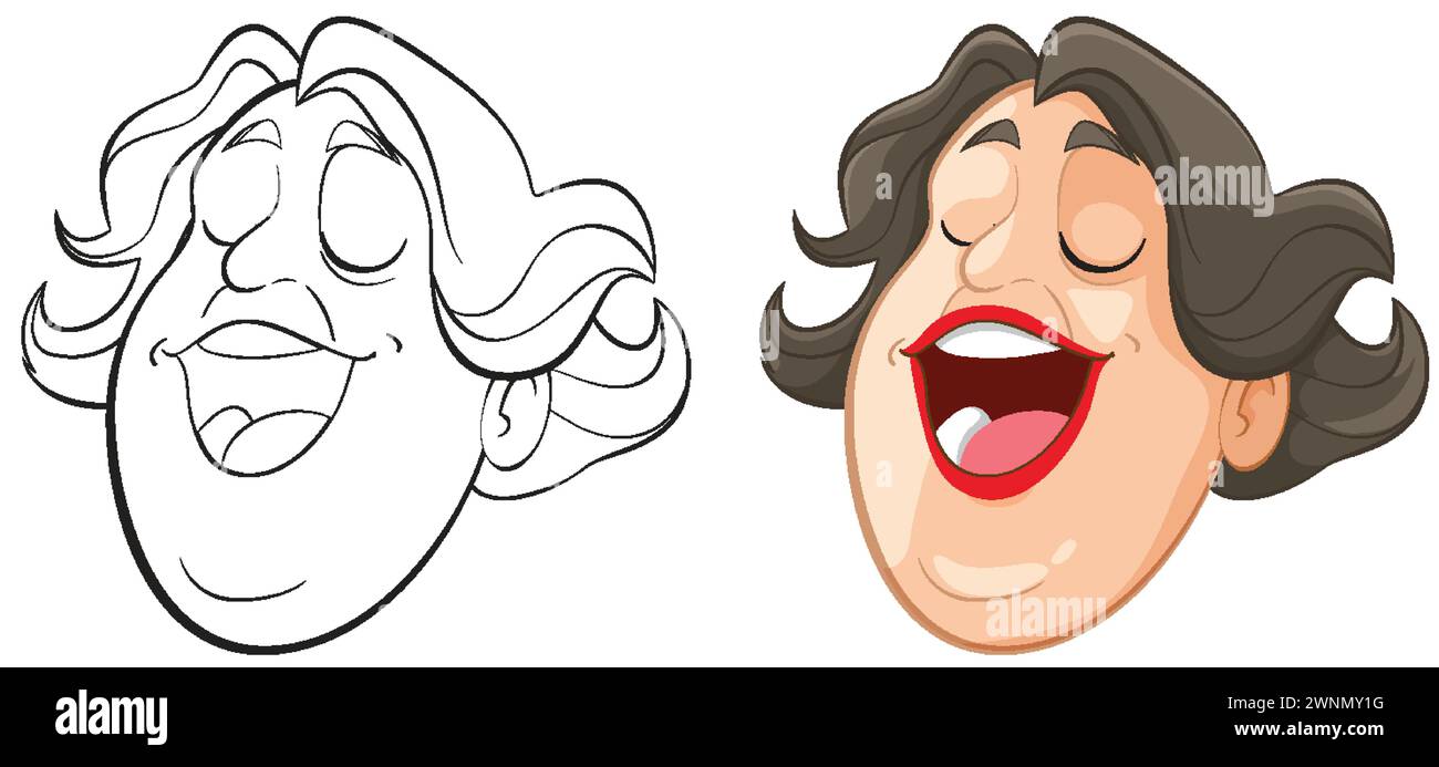 Vector illustration of a laughing person's face Stock Vector Image ...