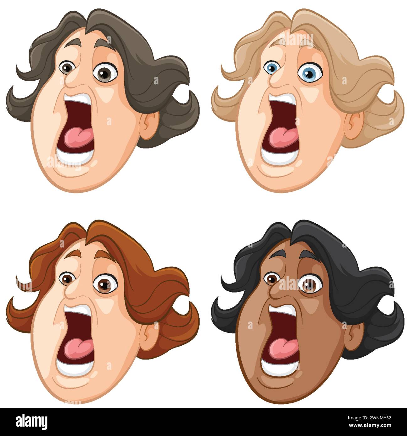 Four cartoon faces showing exaggerated surprise Stock Vector Image & Art - Alamy