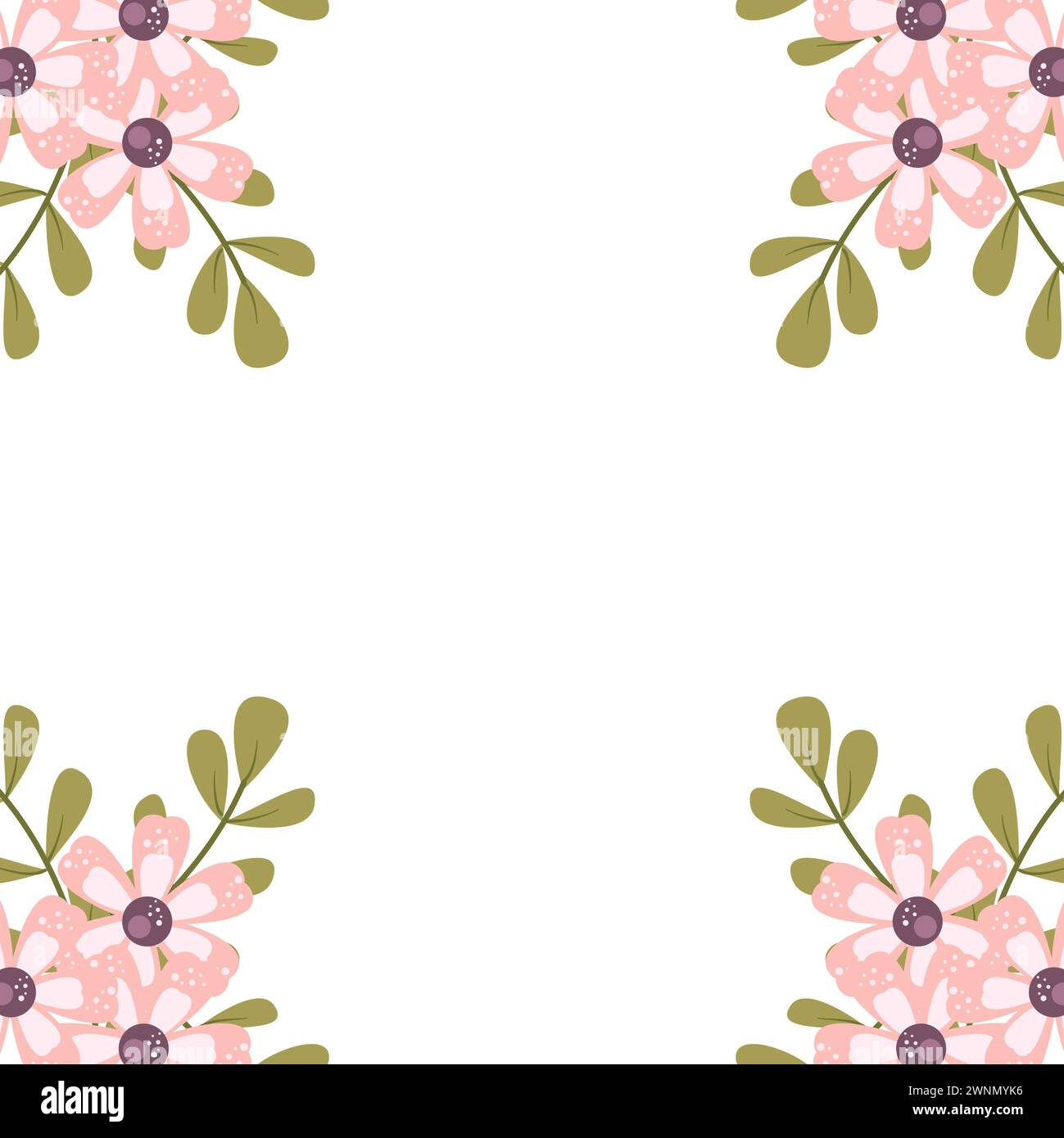 Greenery rectangle frame. Stories template. Green leaves, flower, and ...