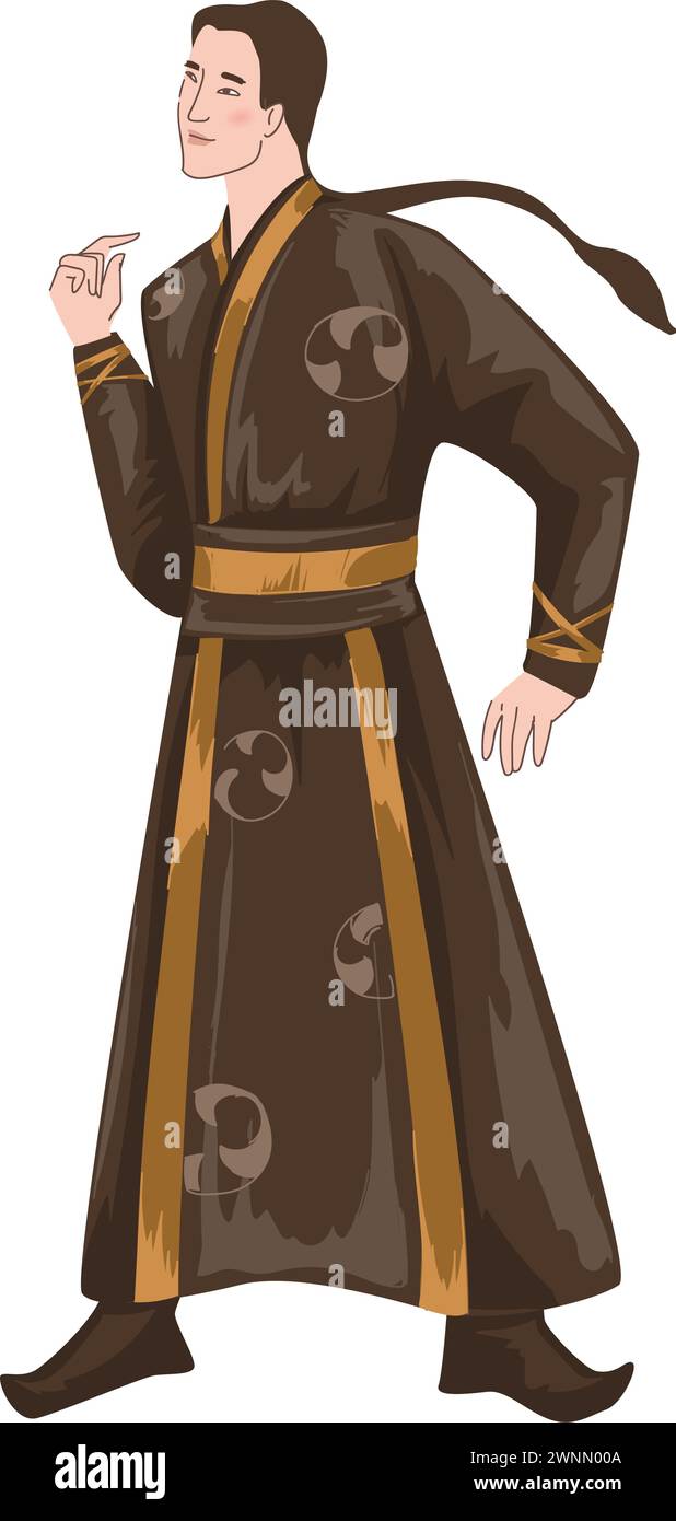 Chinese man wearing traditional clothes vector Stock Vector Image & Art ...