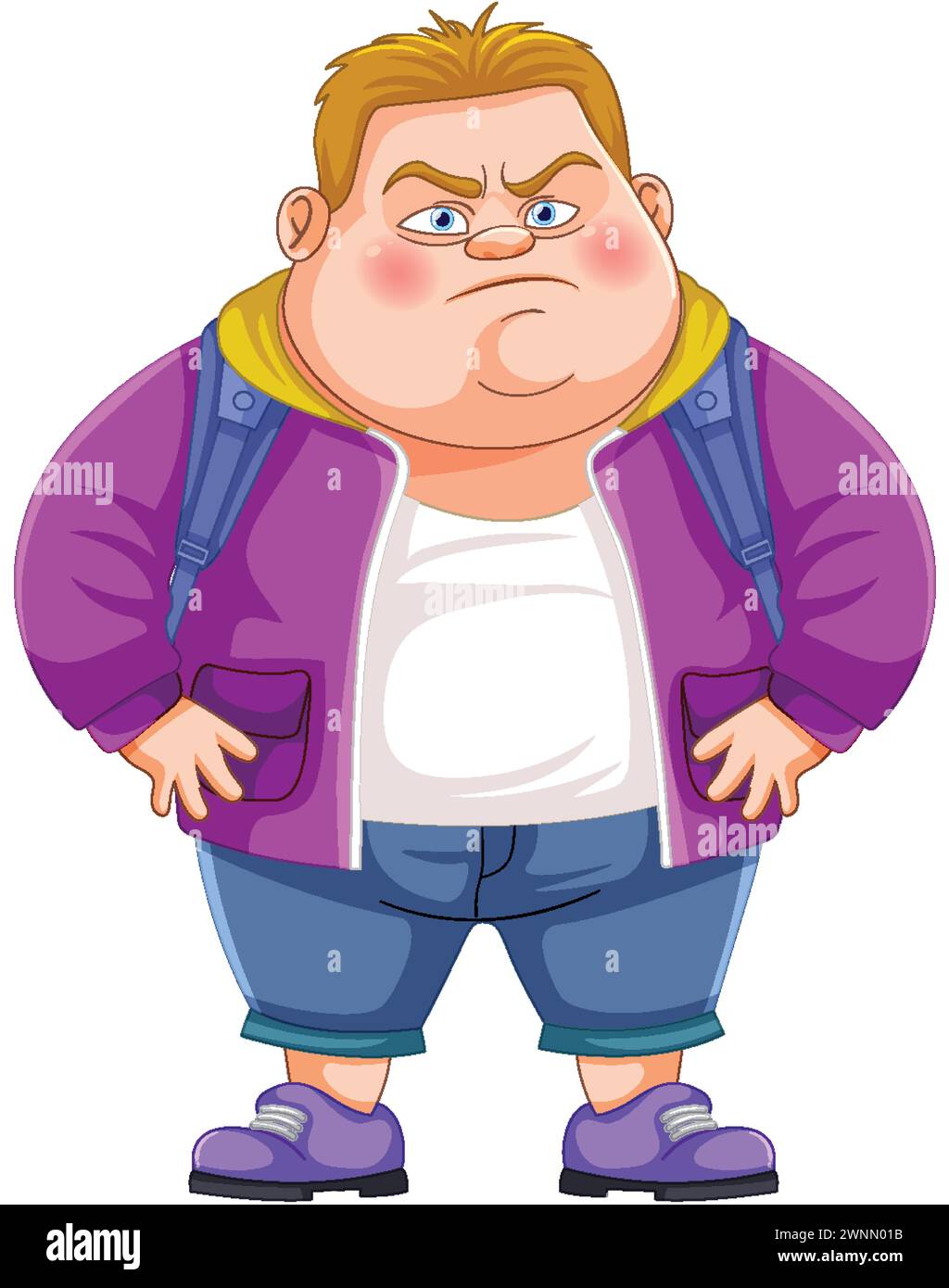 Illustration of a bulky character standing with hands on hips Stock ...