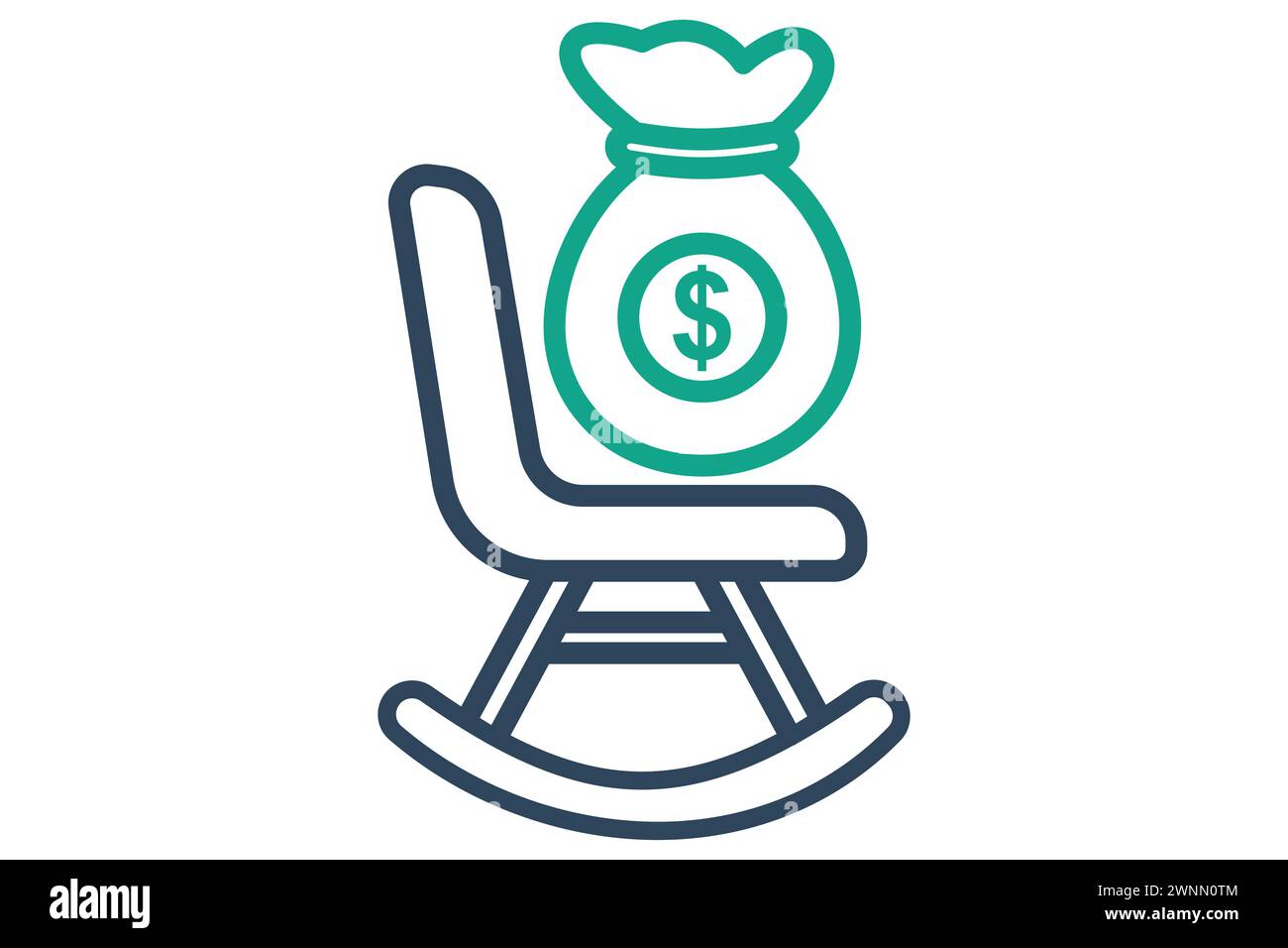 Pension icon. rocking chair with money bag. symbolizing retirement ...