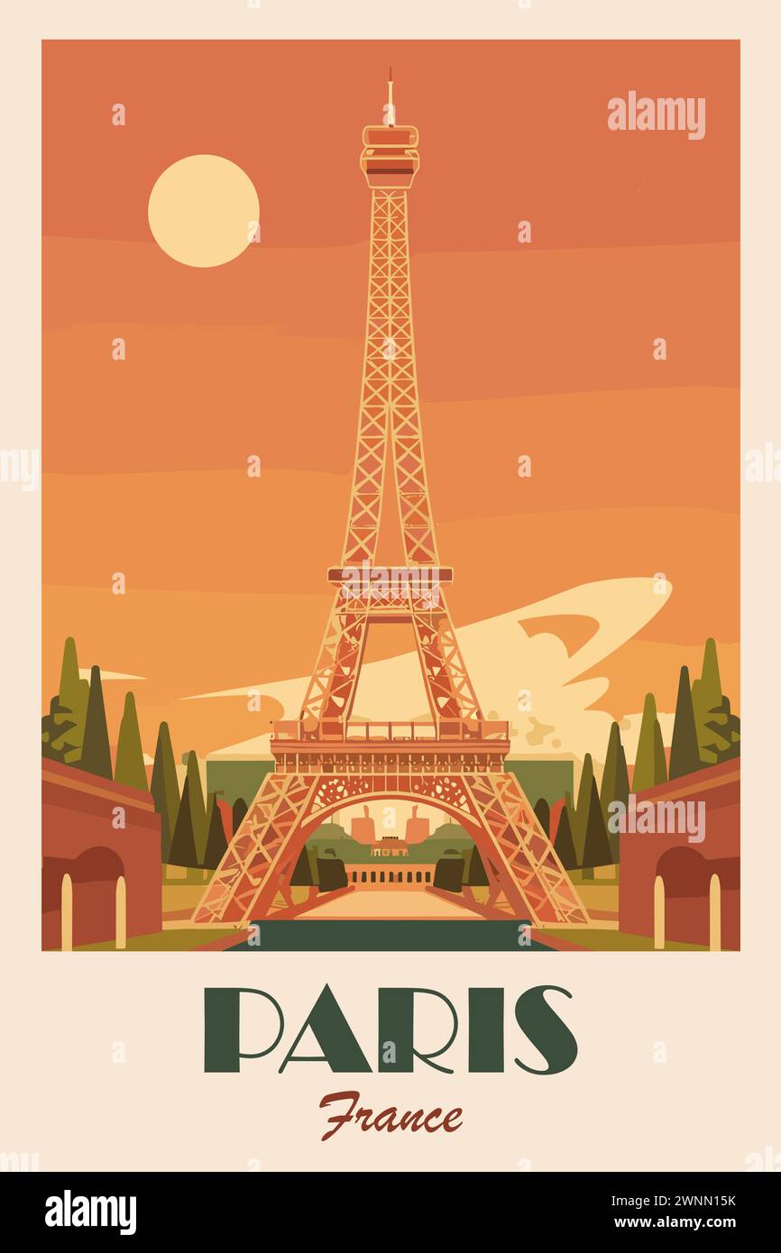 Paris, France Travel Poster in retro style Stock Vector Image & Art - Alamy