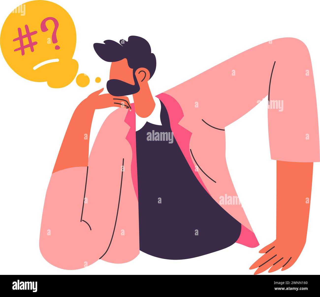 Confused or frustrated man with emotions vector Stock Vector Image ...
