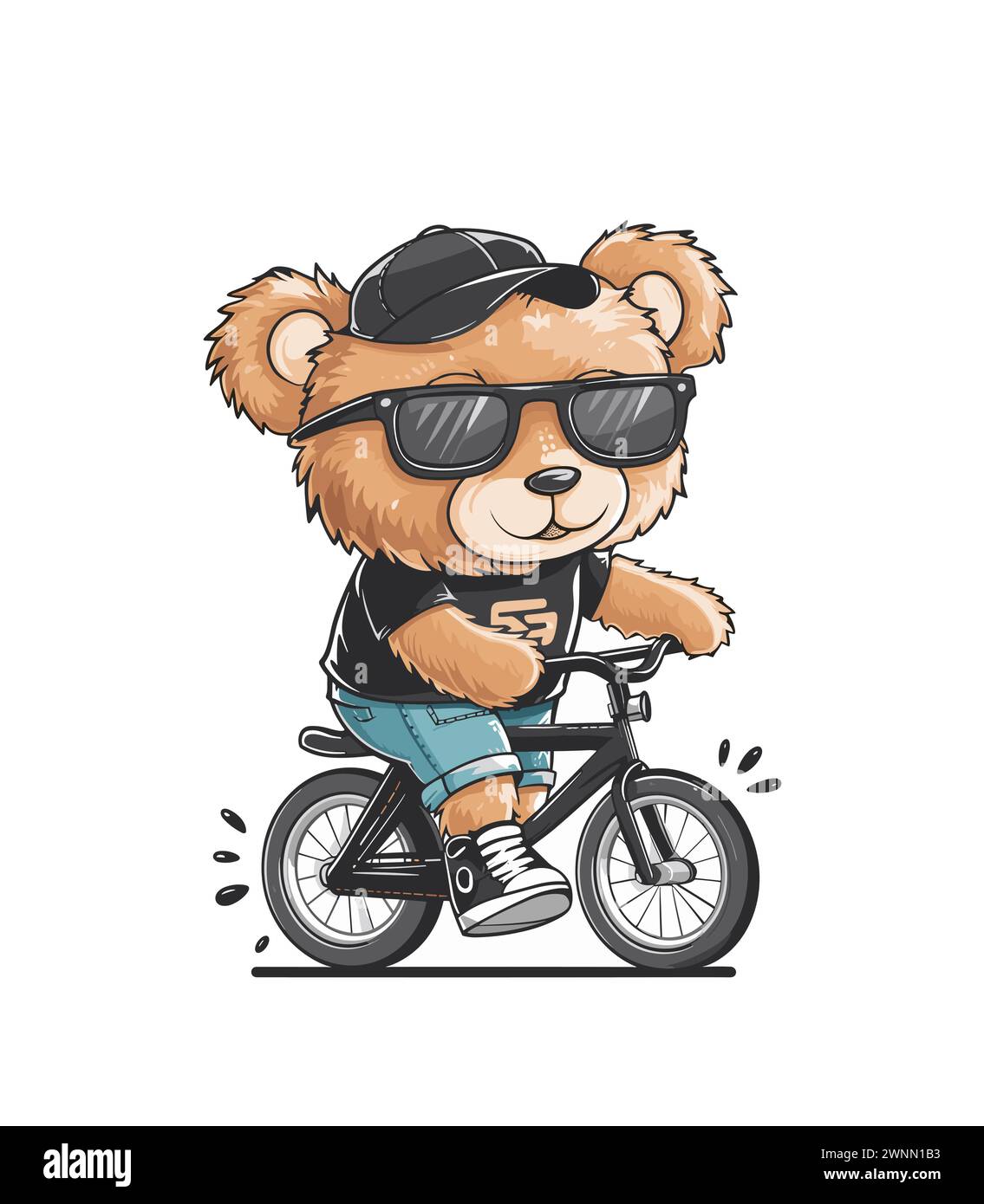 Cute Teddy bear rides bicycle vector isolated Stock Vector Image & Art ...