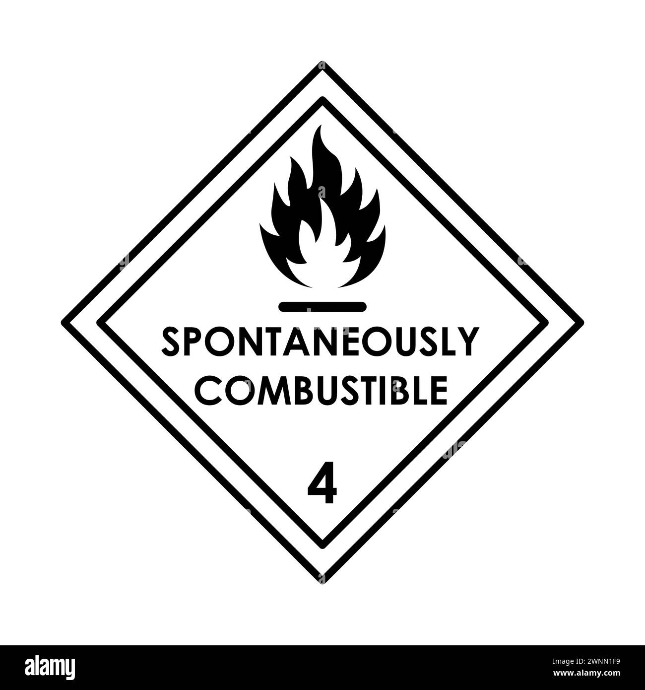 Spontaneously combustible color element. Hazardous material vector icon ...