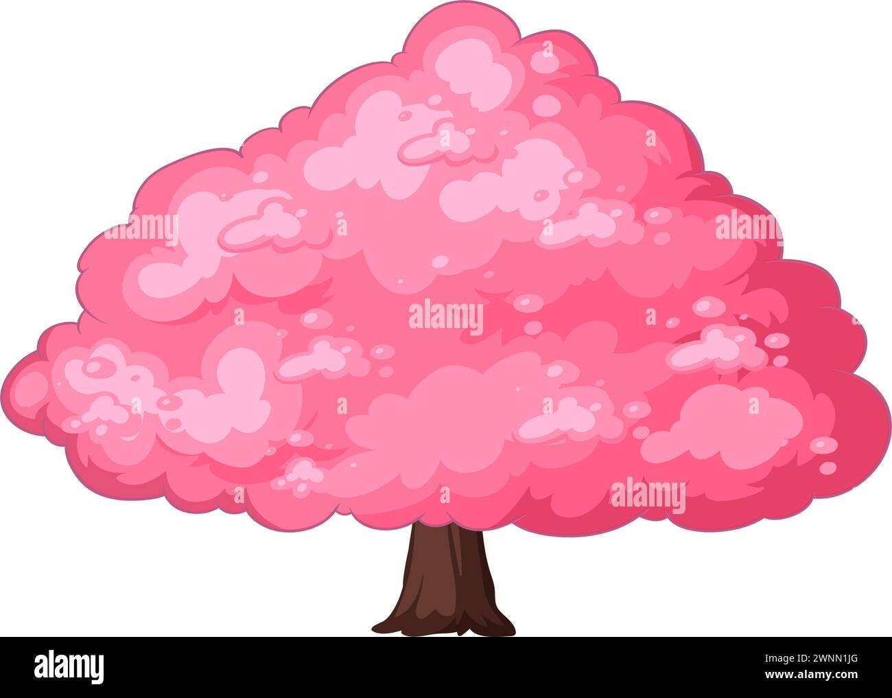 Cartoon-style pink tree with a fluffy appearance Stock Vector Image ...