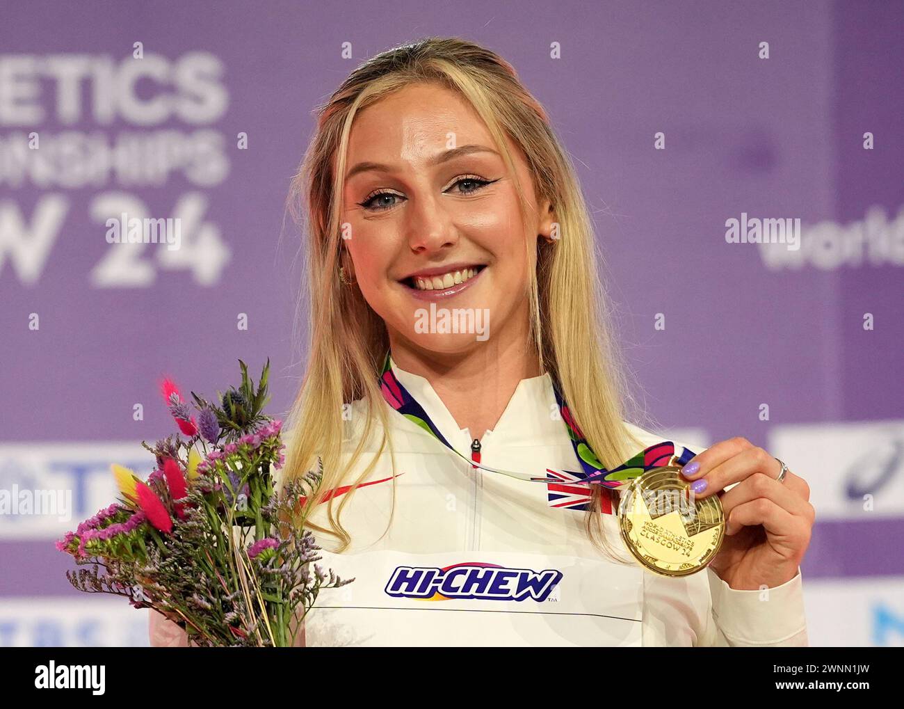 Great Britain's Molly Caudery celebrates gold on the podium for the ...