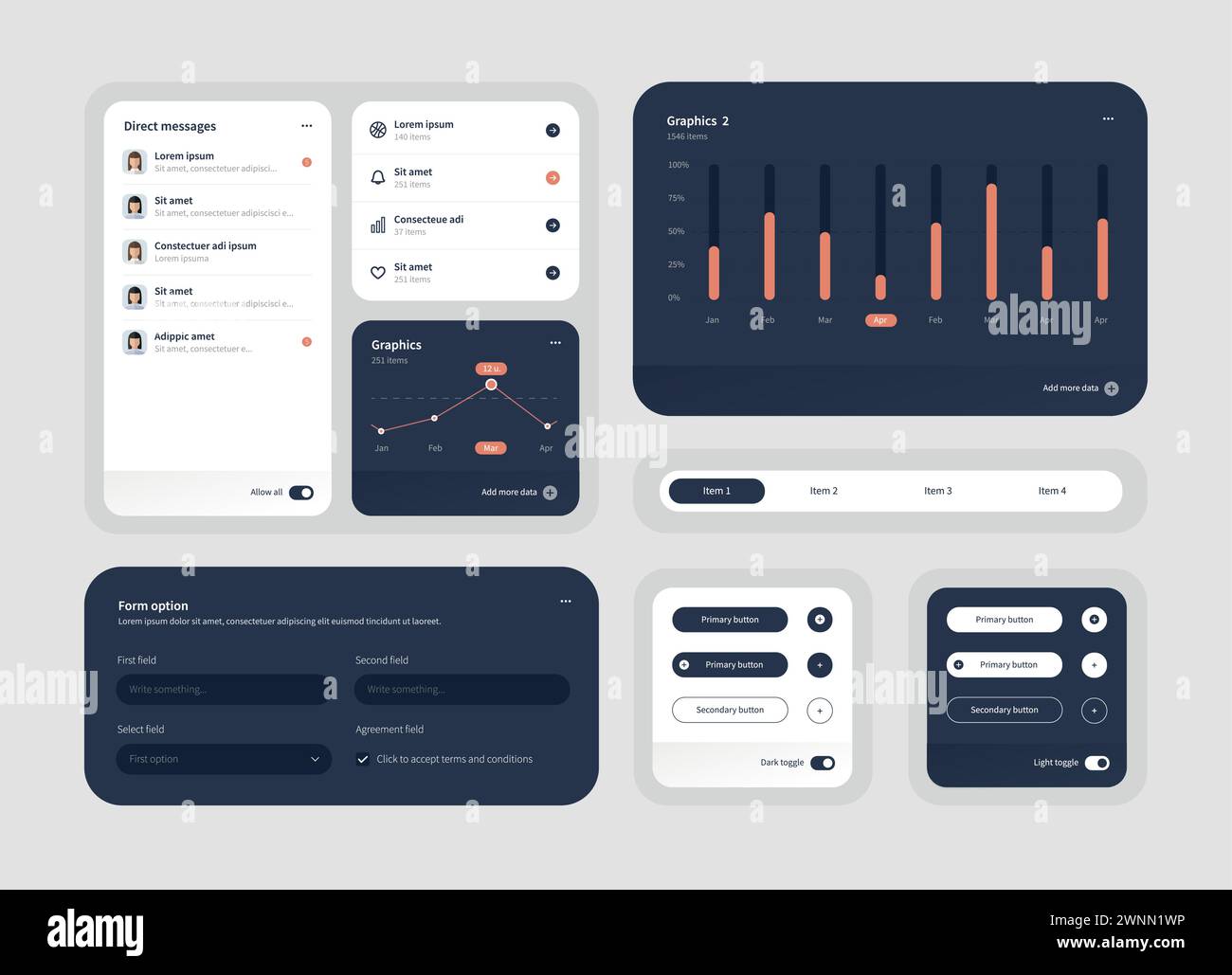 Elegant Collection of ui ux elements for web design, app design. Ux dashboard user panel ...