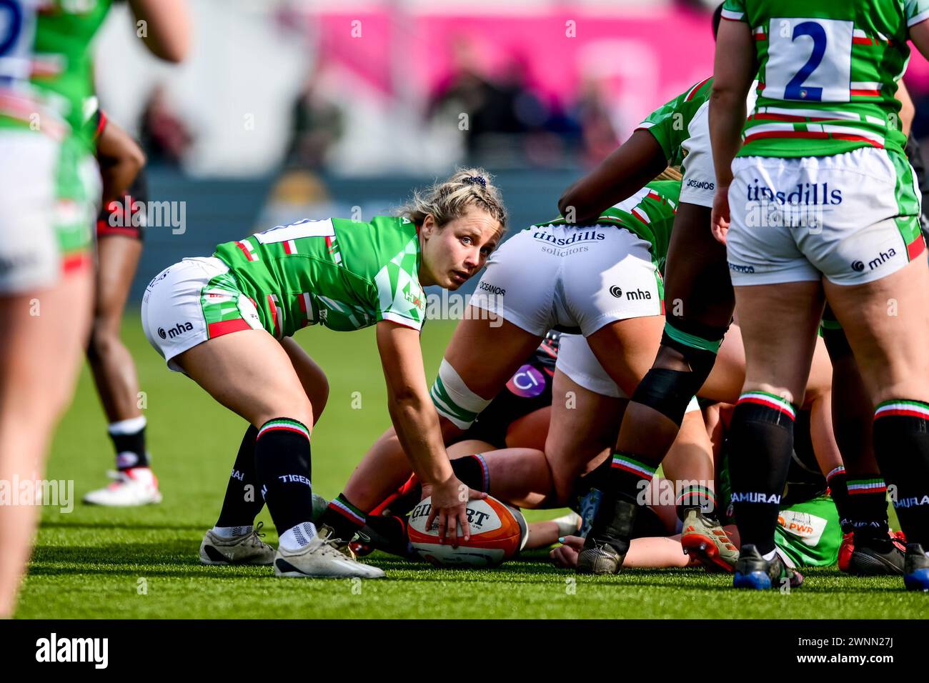 London, England on 3 March 2024. Lucy Nye of Leicester Tigers Women ...