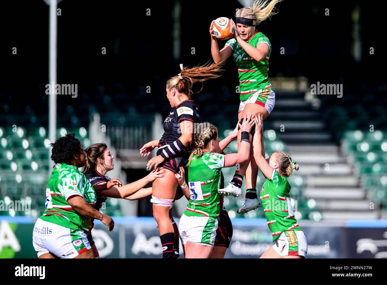 London, England on 3 March 2024. Eva Donaldson of Leicester Tigers ...