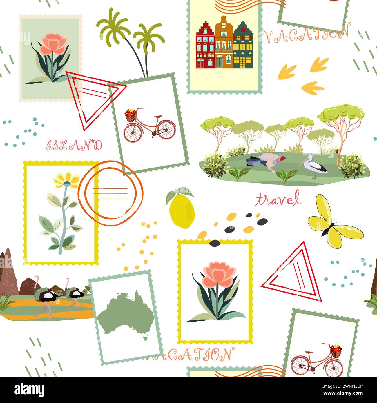 .A captivating seamless pattern of postage stamp elegance.Vector ...