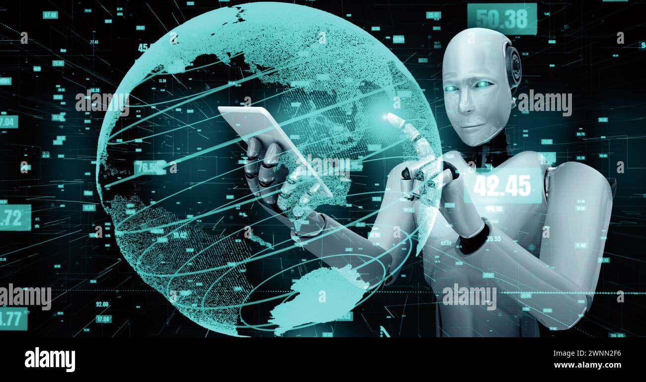 XAI 3d illustration Futuristic robot artificial intelligence huminoid ...