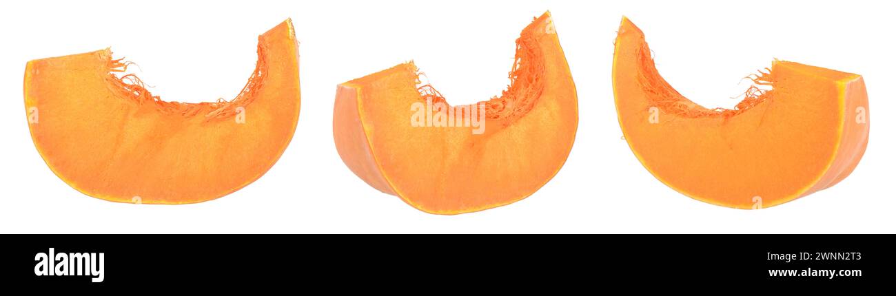 Cut pumpkin from different angles isolated on white background Stock ...