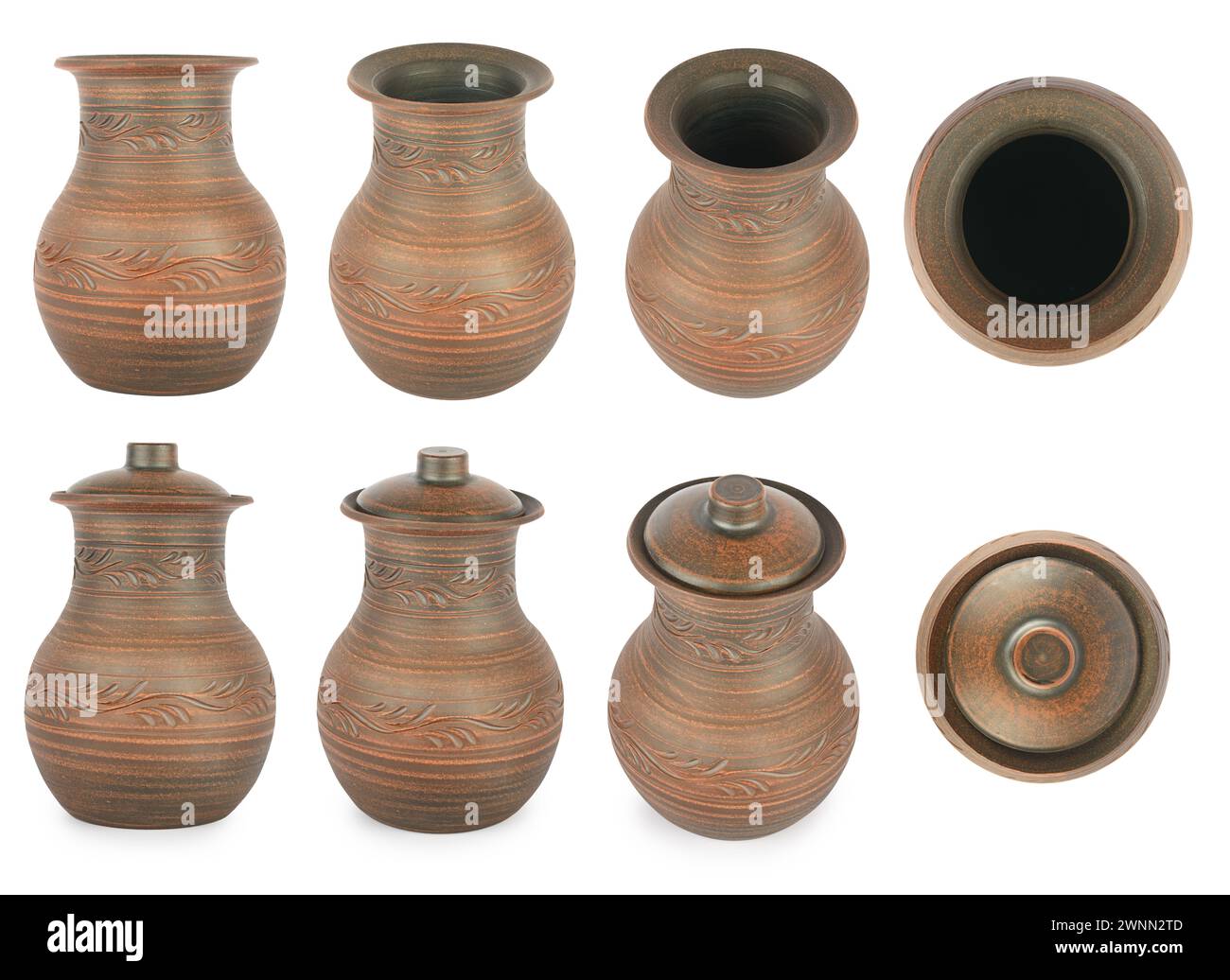 Set clay and ceramic jugs isolated on white background Stock Photo - Alamy
