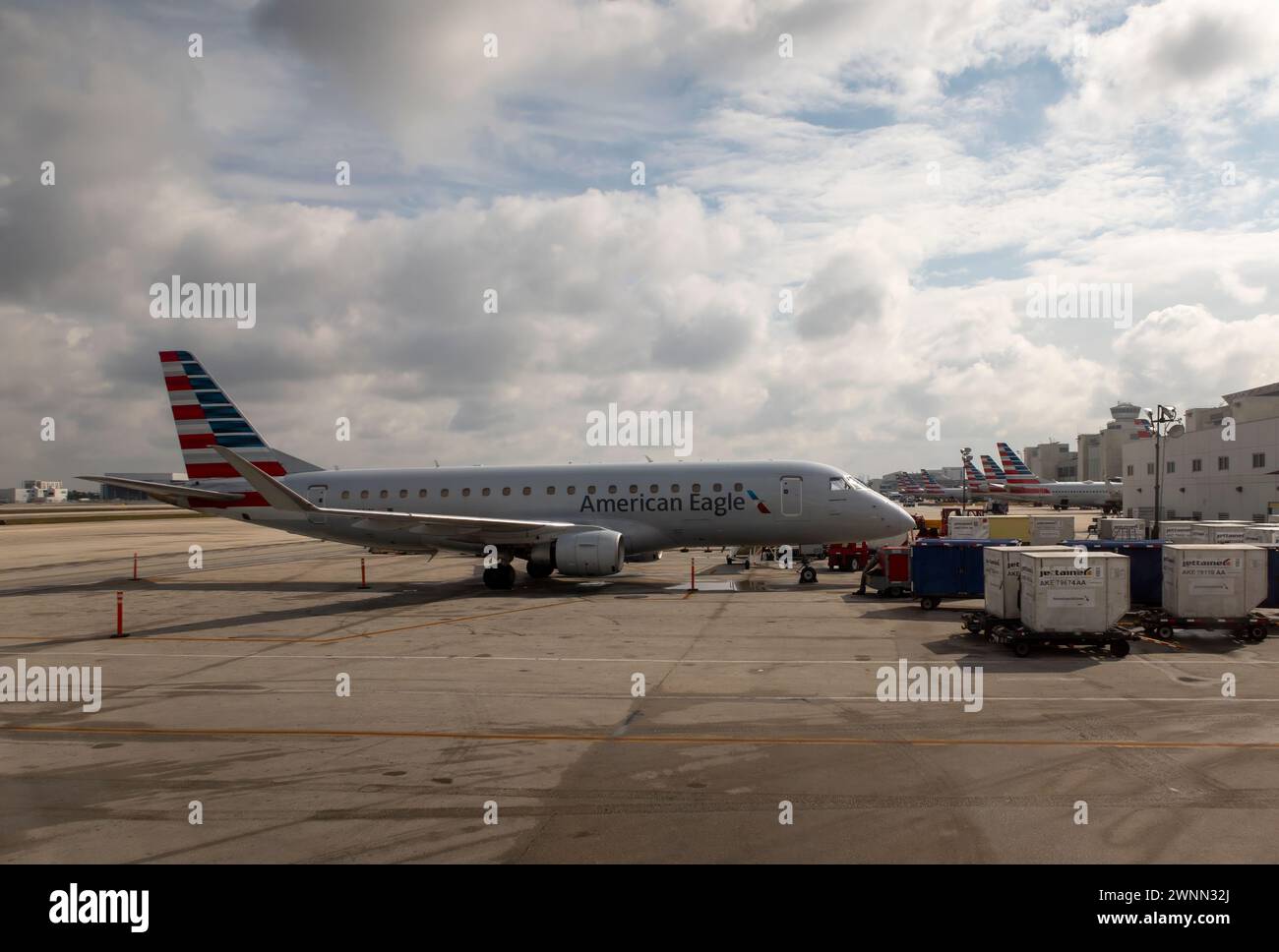 American Eagle aircraft at Miami International Airport in Florida, USA ...