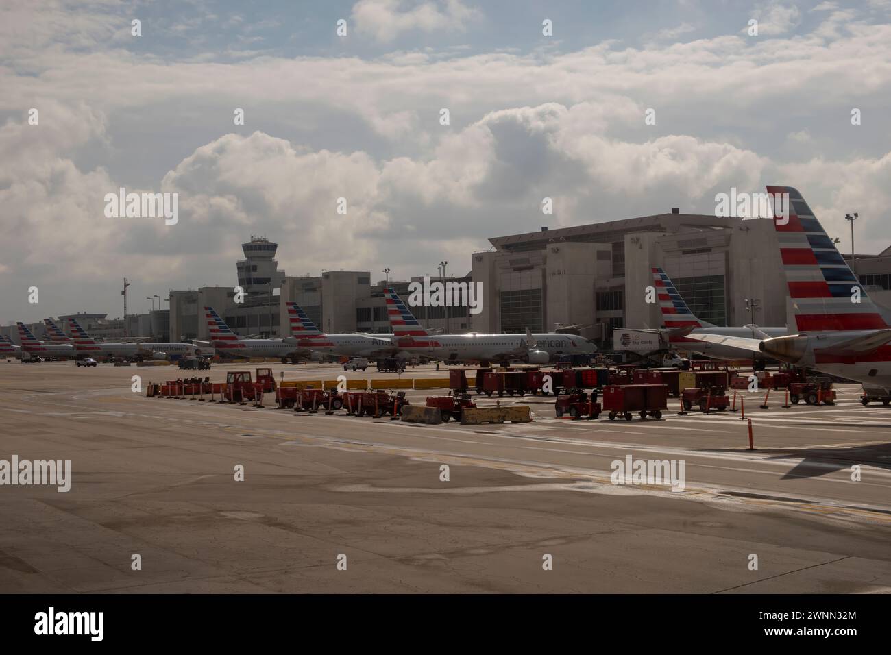 American Eagle aircraft at Miami International Airport in Florida, USA ...