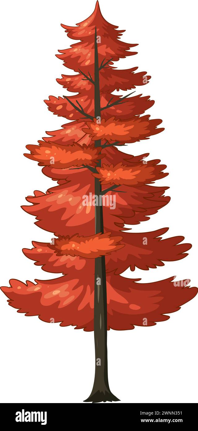 Vector graphic of a red pine tree in autumn Stock Vector Image & Art ...