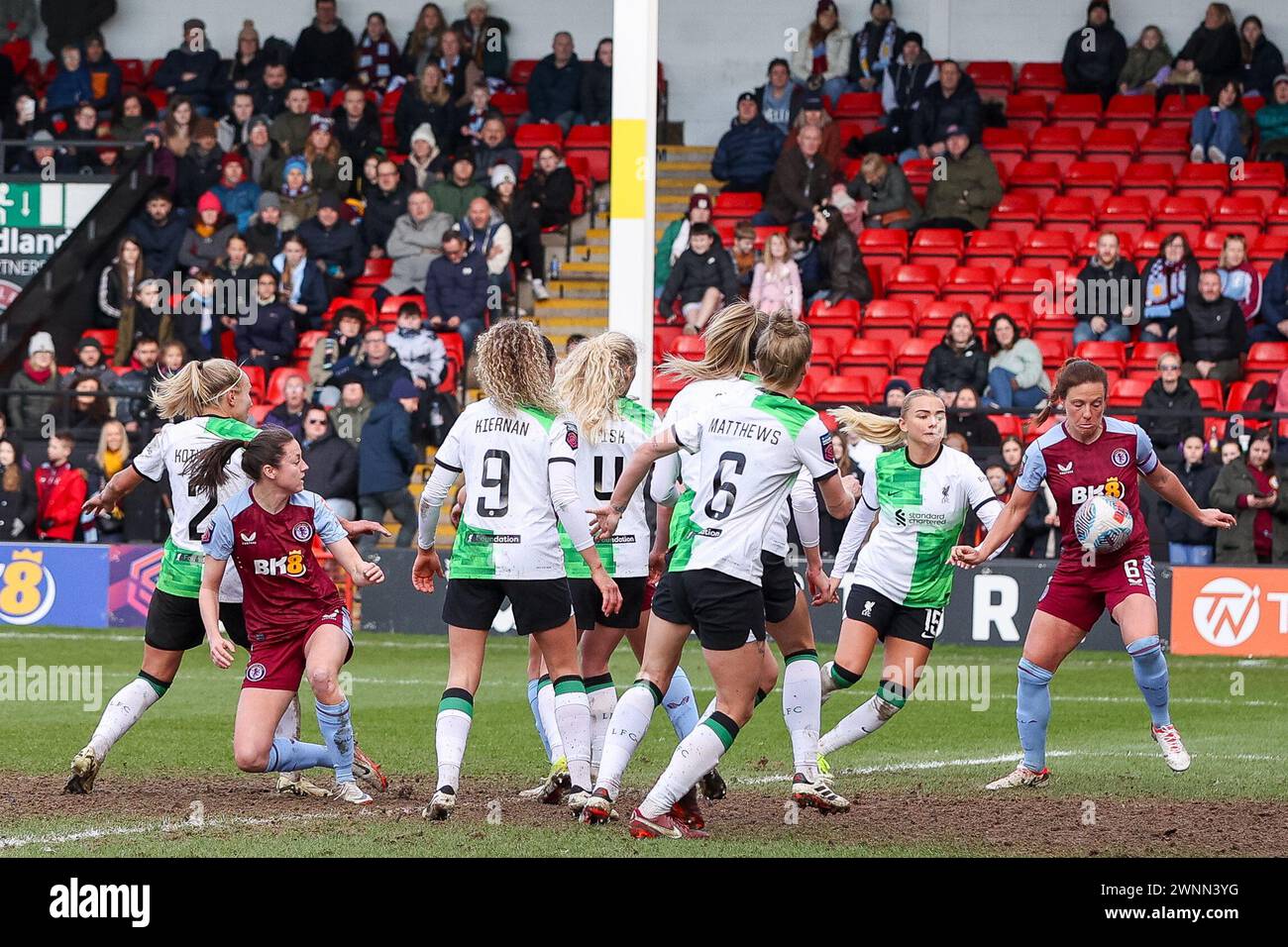 Birmingham, UK. 03rd Mar, 2024. Aston Villa's Danielle Turner flicks ...