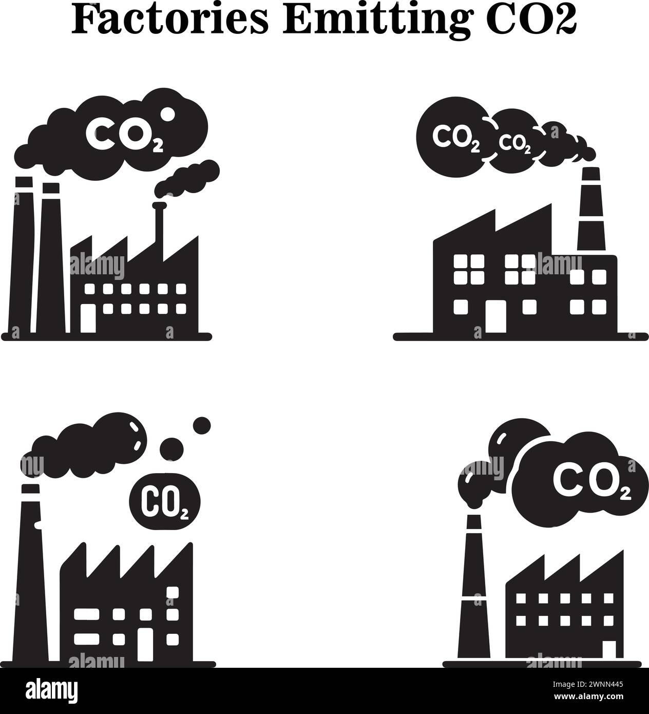 Vector icon illustration of factories emitting CO2 Stock Vector Image ...