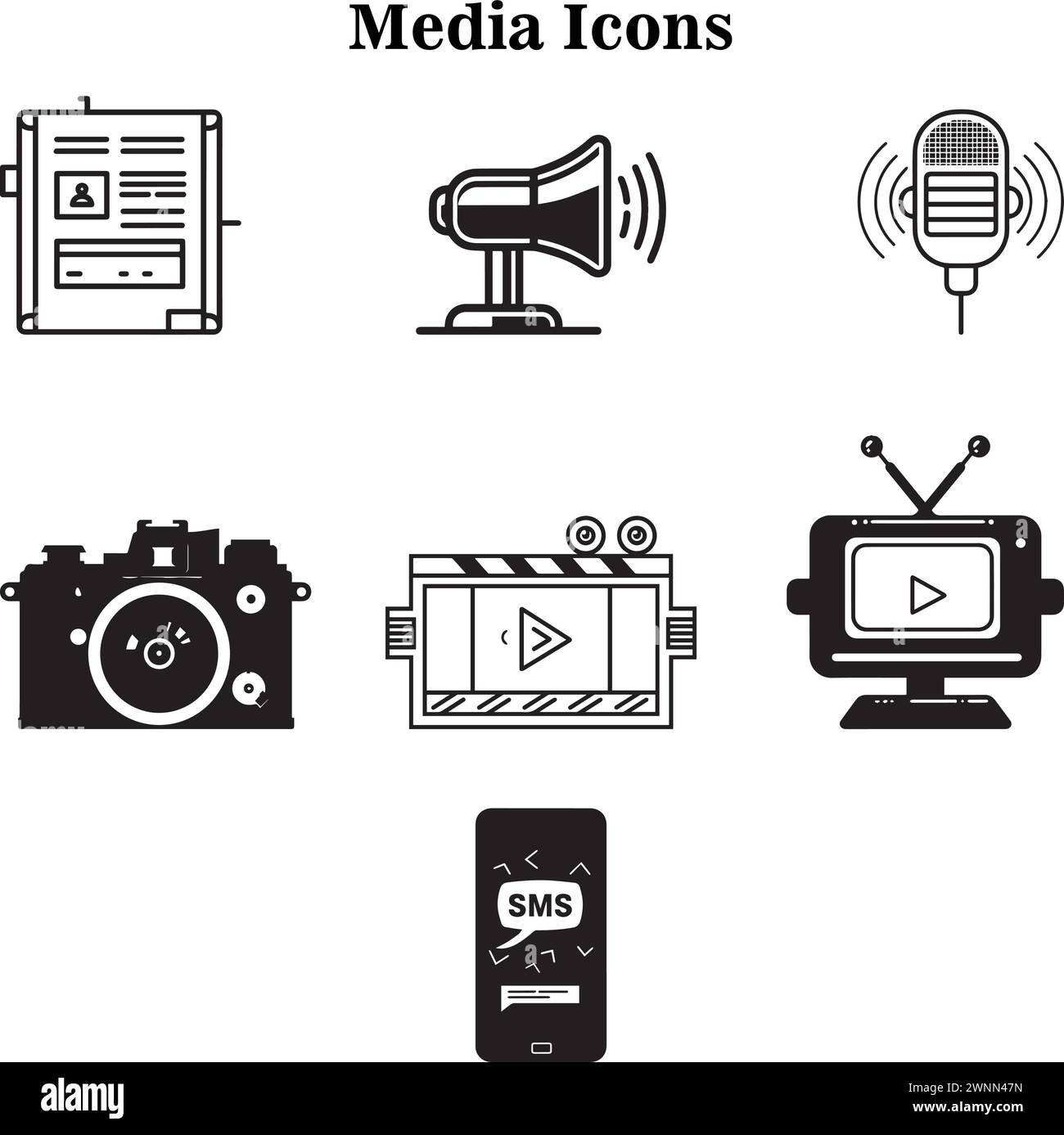 Vector media icon set illustration Stock Vector Image & Art - Alamy